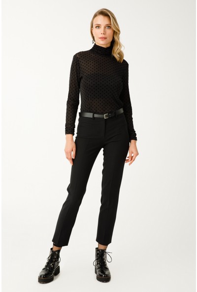 Ekol Kadın Kemerli Fleto Cep Pantolon 6055047 Siyah Ekol Kadın Kemerli Fleto Cep Pantolon 6055047 Siyah
