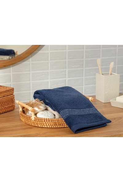 English Home Delu x e Pamuklu Low Twist El Havlusu 30 x 50 cm Lacivert