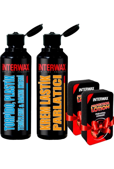 Interwax 2'li Oto Bakım ve Temizlik Seti Torpido Parlatıcı Krem + Lastik Parlatma Kremi + 2x Sünger Interwax 2'li Oto Bakım ve Temizlik Seti Torpido Parlatıcı Krem + Lastik Parlatma Kremi + 2x Sünger