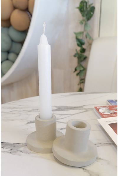 Ayveda Home 2'li Beyaz Beton Şamdanlık MUML1013