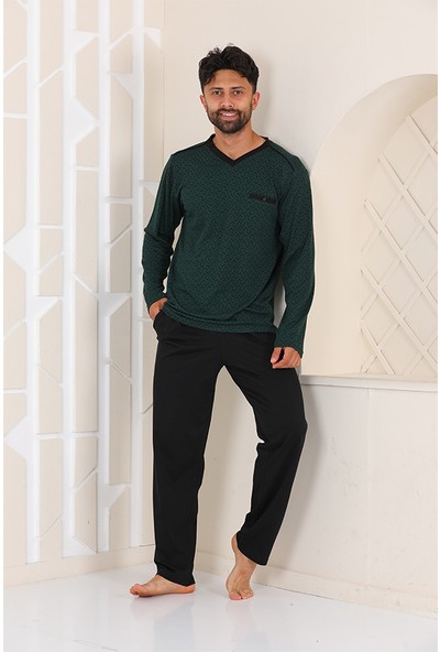 Çift Kaplan Erkek Jakarlı V Yaka Yeşil Pijama Takımı 8915 Çift Kaplan Erkek Jakarlı V Yaka Yeşil Pijama Takımı 8915