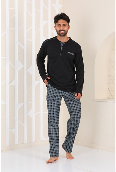 Çift Kaplan Erkek Düz Ekose Patlı Siyah Pijama Takımı 8905 Çift Kaplan Erkek Düz Ekose Patlı Siyah Pijama Takımı 8905