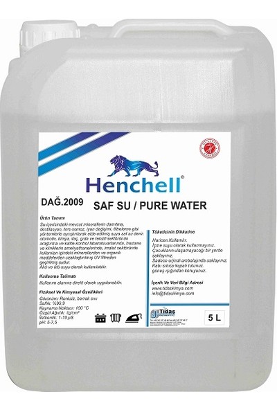 Henchell Saf Su Akü Suyu 5 Lt