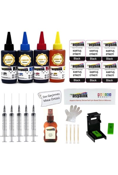 Asyaink HP Deskjet 3635,HP Deskjet 3835 Kartuş Dolum Seti HP 652