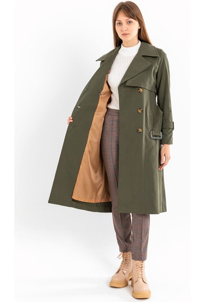 Pastelastore Pamuk Gabardin Uzun Kadın Trençkot 1111