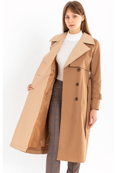 Pastelastore Pamuk Gabardin Uzun Çift Renk Garnili Kadın Trençkot 1114 Pastelastore Pamuk Gabardin Uzun Çift Renk Garnili Kadın Trençkot 1114