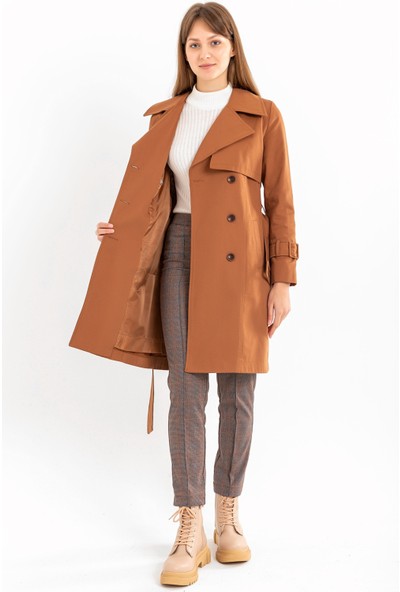 Pastelastore Pamuk Gabardin Midi Kadın Trençkot 1113 Pastelastore Pamuk Gabardin Midi Kadın Trençkot 1113