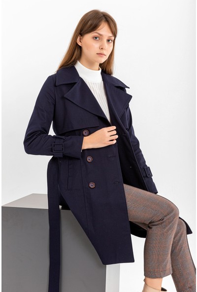 Pastelastore Pamuk Gabardin Midi Kadın Trençkot 1113 Pastelastore Pamuk Gabardin Midi Kadın Trençkot 1113