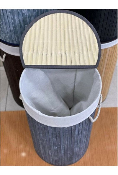 Sever Bambu Kirli Çamaşır Sepeti Gri Yuvarlak PR33191 Sever Bambu Kirli Çamaşır Sepeti Gri Yuvarlak PR33191
