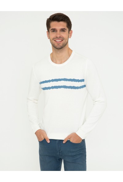 Pierre Cardin Ekru Slim Fit Bisiklet Yaka Triko Kazak 50241469-VR019