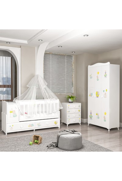 Garaj Home Pırlanta Yıldız 3lü Ayıcık Bebek Odası Takımı - Yatak ve Uyku Seti Kombinli Garaj Home Pırlanta Yıldız 3lü Ayıcık Bebek Odası Takımı - Yatak ve Uyku Seti Kombinli