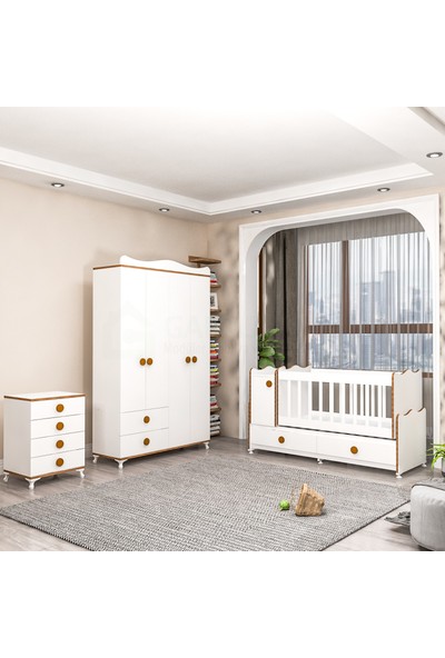 Garaj Home Pırlanta Yıldız 4 Kapaklı Bebek Odası Takımı - Sümela