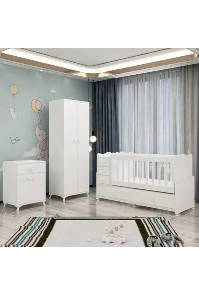 Garaj Home Melina Yıldız 2 Kapaklı Bebek Odası Takımı - Beyaz