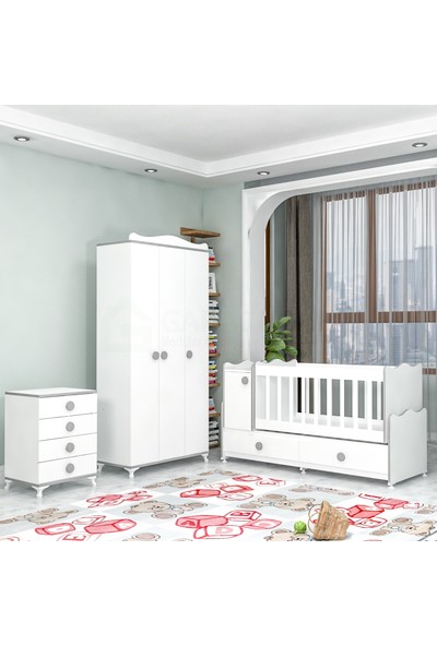 Garaj Home Pırlanta Yıldız 3 Kapaklı Bebek Odası Takımı - Gri