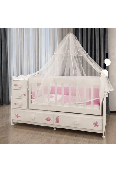 Garaj Home Melina Prenses Uyku Setli Beşik Kombini