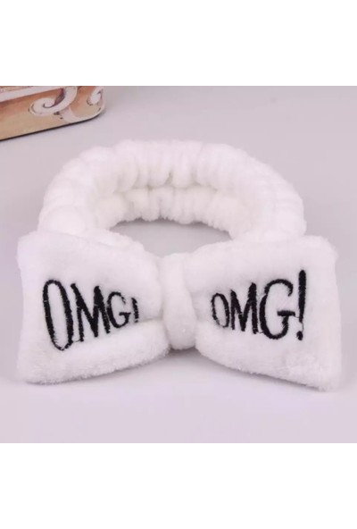 Secar Beyaz Omg Fiyonklu Peluş Spa Saç Bandı