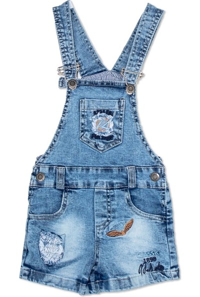 Ages Angels Kuş Nakışlı Çocuk Kot Salopet Ages Angels Kuş Nakışlı Çocuk Kot Salopet