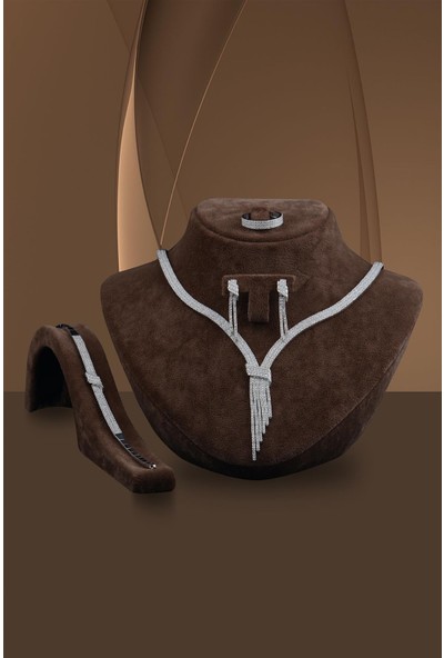 Osmanlı Gümüş Afrodit Kadın Gümüş Su Yolu Set - Kolye, Bileklik, Küpe, Yüzük