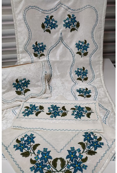 Gönen Çeyiz Evi Seccade Takımı Kavice Nakışlı