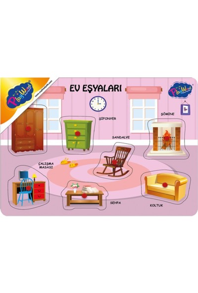 Play Wood Onyıl Oyuncak 5760115 Ahşap Tutmalı Puzzle-Ev Eşyaları Çalışma Masalı Play Wood Onyıl Oyuncak 5760115 Ahşap Tutmalı Puzzle-Ev Eşyaları Çalışma Masalı