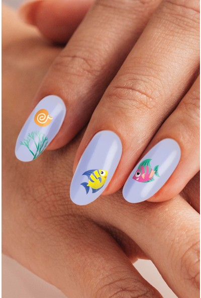 Artikel Deniz Canlıları Tırnak Dövmesi, Tırnak Tattoo, Nail Art, Tırnak Sticker