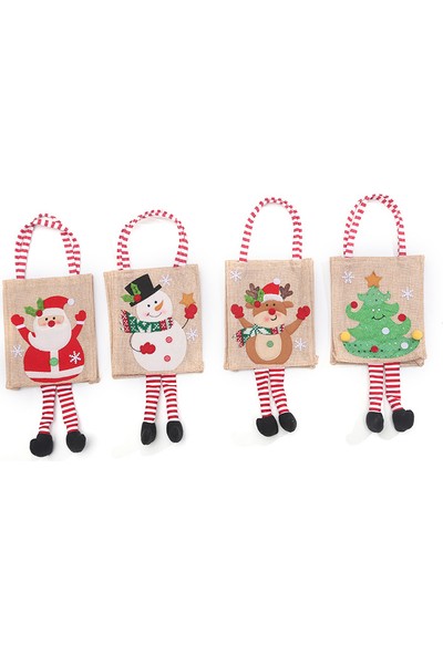 ZPPLD 4 Parça Yılbaşı Konseptli Keten Çanta (Yurt Dışından)