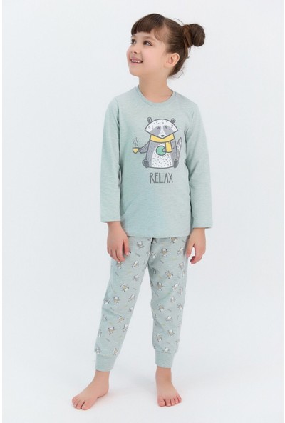 ROLY POLY Rolypoly Relax Yeşilmelanj Kız Çocuk Pijama Takımı