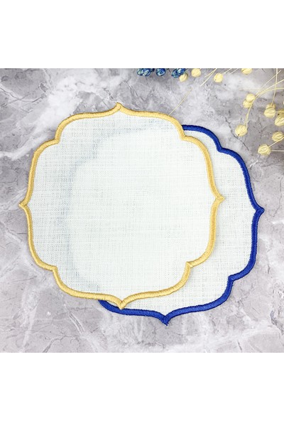 Weare2 Mavi ve Gold Altın Renkli Nakışlı 2'li Kokteyl Peçetesi Weare2 Mavi ve Gold Altın Renkli Nakışlı 2'li Kokteyl Peçetesi