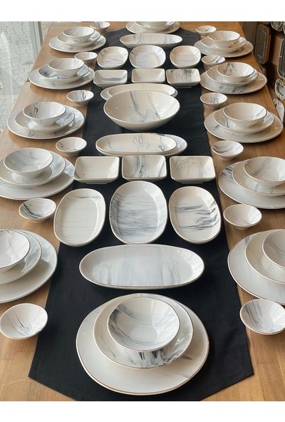 Rossev Yemek Takımı Gri Mermer Desen 67 Parça 12 Kişilik Rossev Yemek Takımı Gri Mermer Desen 67 Parça 12 Kişilik