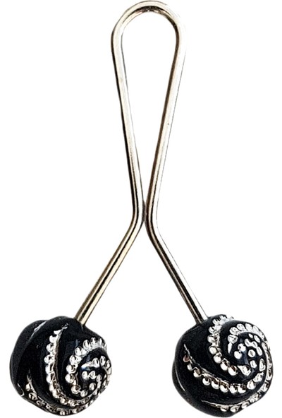 Royaleks Tesettür Eşarp ve Şal Klipsi Siyah Desenli