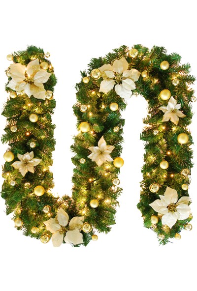 Gemdeck 2,7 M Noel Rattan Noel Yapay Çiçek Asma Bitkileri Noel Süslemeleri (Yurt Dışından)