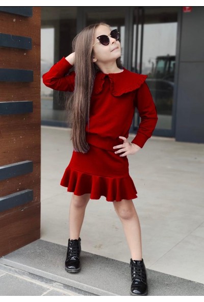 Eliz Kids Kız Çocuk Etekli Yaka Detaylı Takım