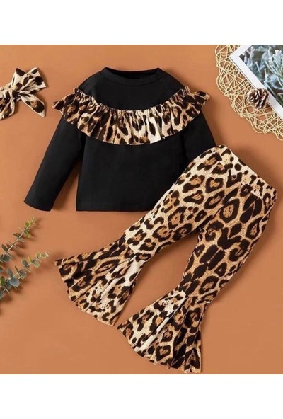 Eliz Kids 	kız Çocuk Leopar 3 Parça Set
