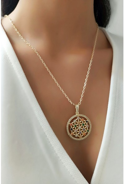 ÇLK Accessories Renkli Taşlı Yaşam Çiçeği Kolye ÇLK Accessories Renkli Taşlı Yaşam Çiçeği Kolye