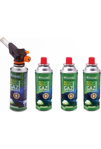 Orcamp Kamp Kartuş Tüp 227 gr Çakmaklı Pürmüz Set 4'lü