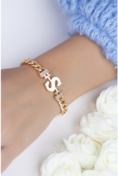 Sortie Accessories Zirkon Taşlı Tasarım S Harf Bileklik Sortie Accessories Zirkon Taşlı Tasarım S Harf Bileklik