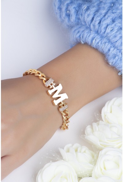 Sortie Accessories Zirkon Taşlı Tasarım M Harf Bileklik Sortie Accessories Zirkon Taşlı Tasarım M Harf Bileklik