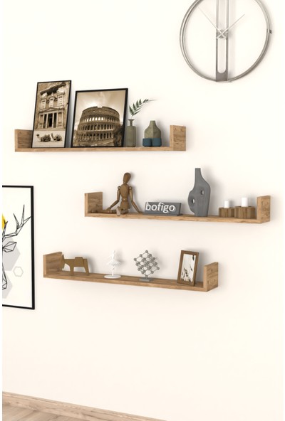 Bofigo Tv Rafı Duvar Rafı Uçan Raf Kitaplık Rafı 90 cm Çam