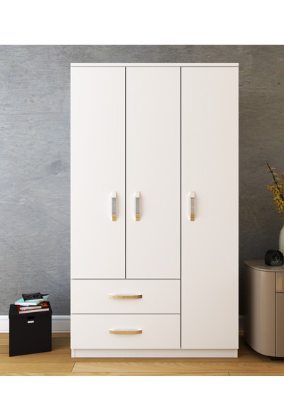 Metalia 3 Kapaklı 2 Çekmeceli Gardırop - Beyaz Metalia 3 Kapaklı 2 Çekmeceli Gardırop - Beyaz