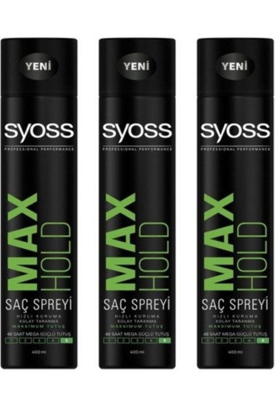 Syoss Saç Spreyi Max Hold 400 Ml. x 3 Adet