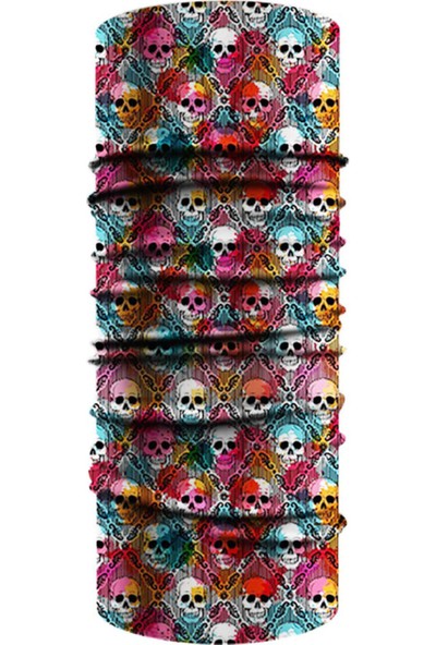 Alanç Buff Çok Amaçlı Bandana Boyunluk Baklava Desenli Kurukafa Motifli