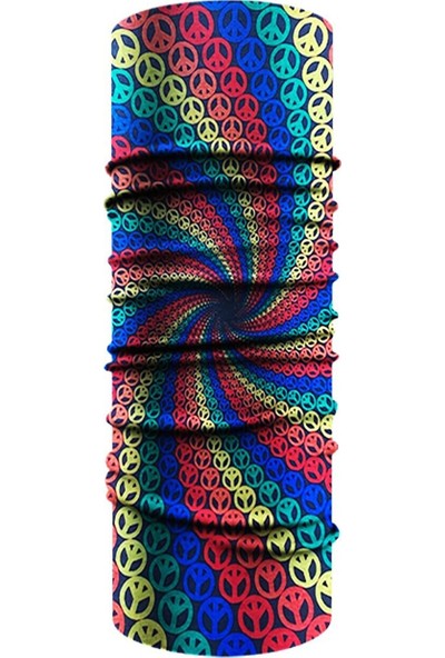 Alanç Buff Çok Amaçlı Bandana Boyunluk Çok Renkli Peace Desenli
