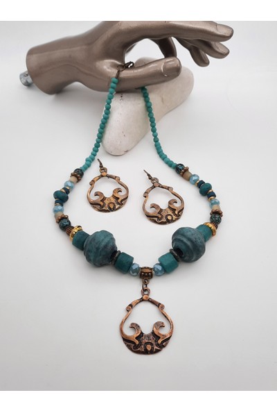 Takı Tokacınız El Yapımı Otantik Kadın Kolye&Küpe Set