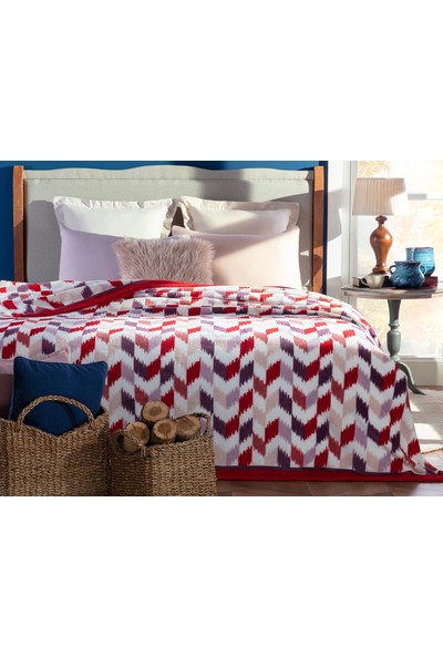 Madame Coco Caresse Tek Kişilik Welsoft Baskılı Battaniye - Kırmızı / Mor