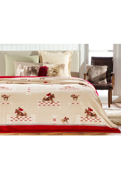 Madame Coco Algernon Tek Kişilik Welsoft Baskılı Battaniye - Bej