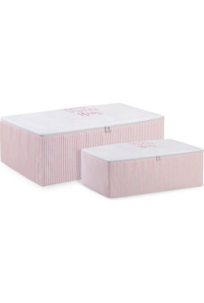 Ocean Home 2'li Pembe Çizgili Kulpsuz Baza Altı Hurç Set Ocean Home 2'li Pembe Çizgili Kulpsuz Baza Altı Hurç Set