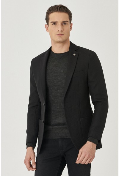 Altınyıldız Classics Slim Fit Dar Kesim Mono Yaka Desenli Ceket