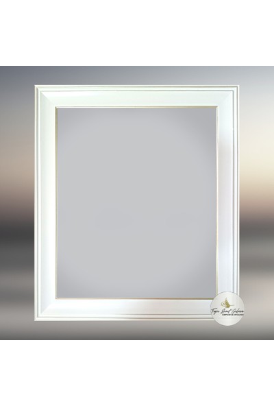 Tuğra Sanat Galerisi Beyaz Çerçeveli Dekoratif Ayna. 60×50 cm