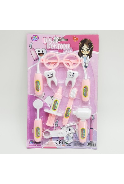 Kelebek Oyuncak Kartelada 10 Parça Diş Doktoru Seti - Pembe Kelebek Oyuncak Kartelada 10 Parça Diş Doktoru Seti - Pembe