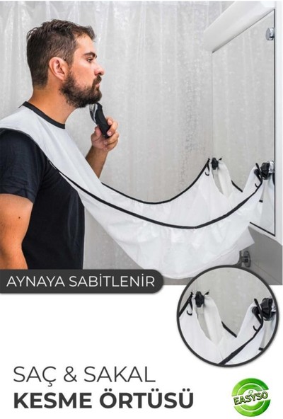 Easyso Pratik Sakal Kesme Örtüsü - Beyaz Günlük Kullanım Easyso Pratik Sakal Kesme Örtüsü - Beyaz Günlük Kullanım